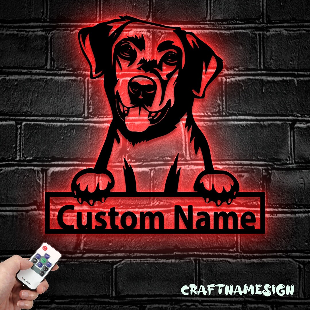 Custom Labrador Retriever Metal Wall Art LED Light - Personalized Dog ...