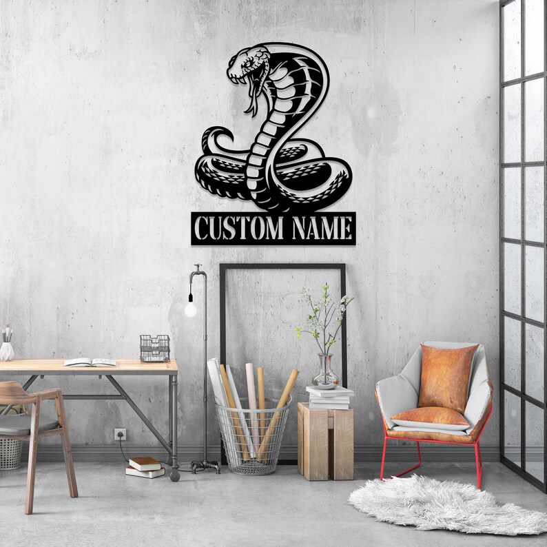 Custom King Cobra Snake Metal Wall Art LED Light - Personalized Cobra ...