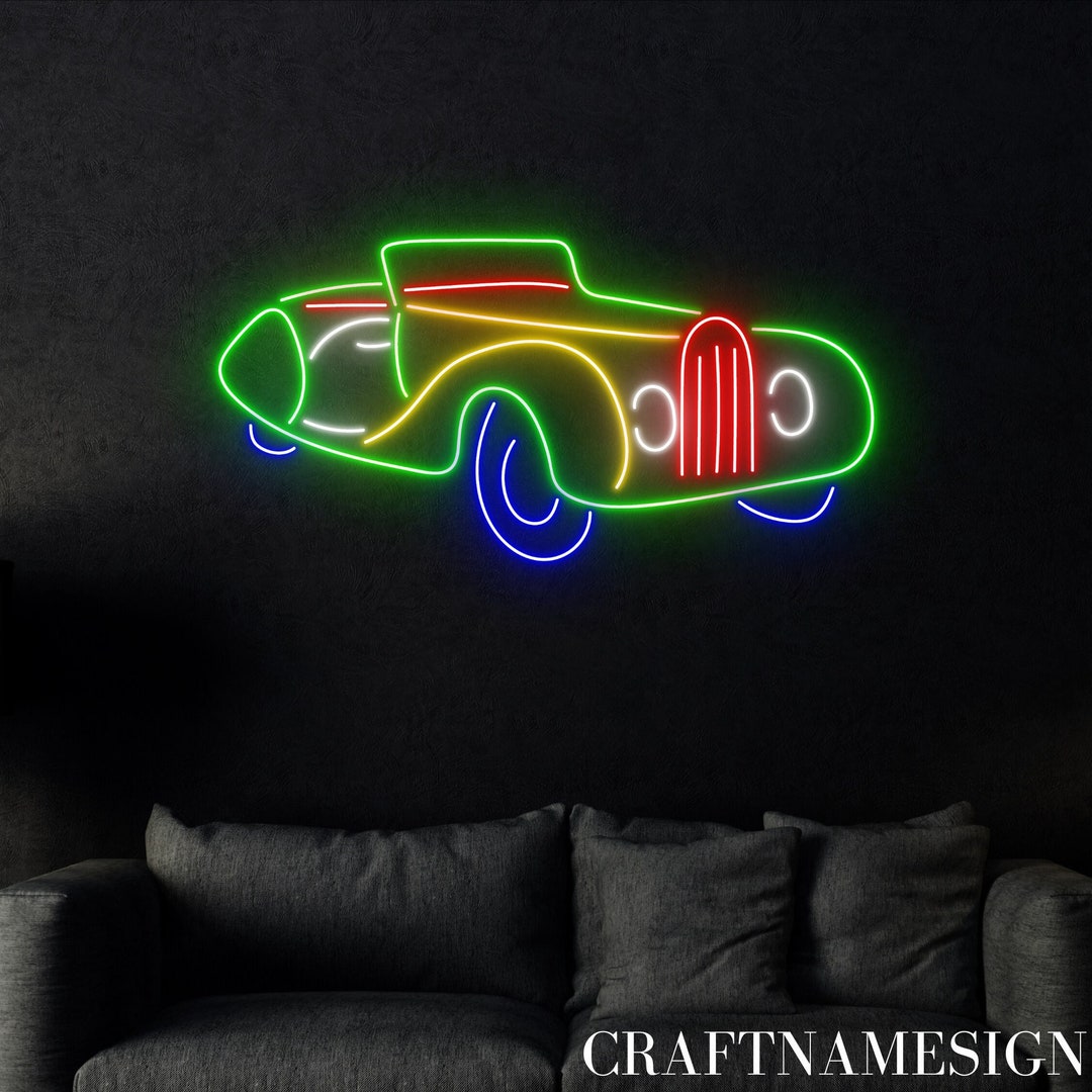 Vintage Car Neon Sign, Vintage Car Led Sign, Custom Neon Sign, Car ...