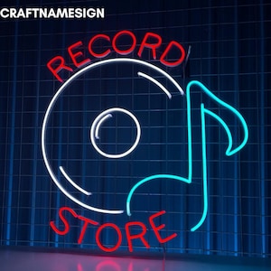 Record Store Neon Sign, Vinyl Record Led Sign, Custom Neon Sign, Record ...