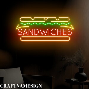 Open Sandwiches Shop Led Sign, Sandwich Neon Sign, Custom Neon Sign ...