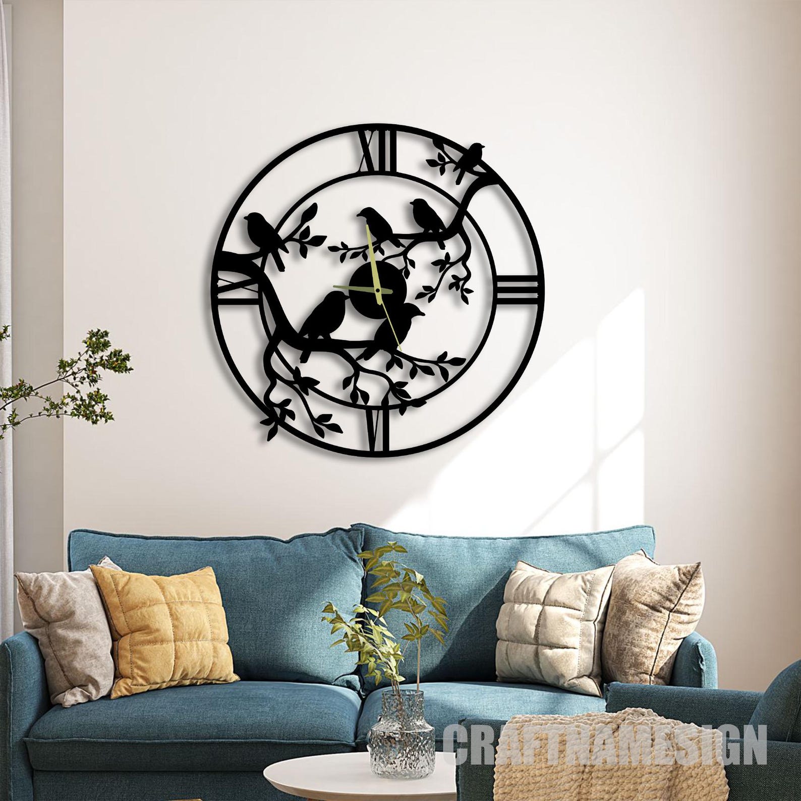 Birds and Tree Metal Wall Clock, Wall Clock Unique for Home Decor and ...