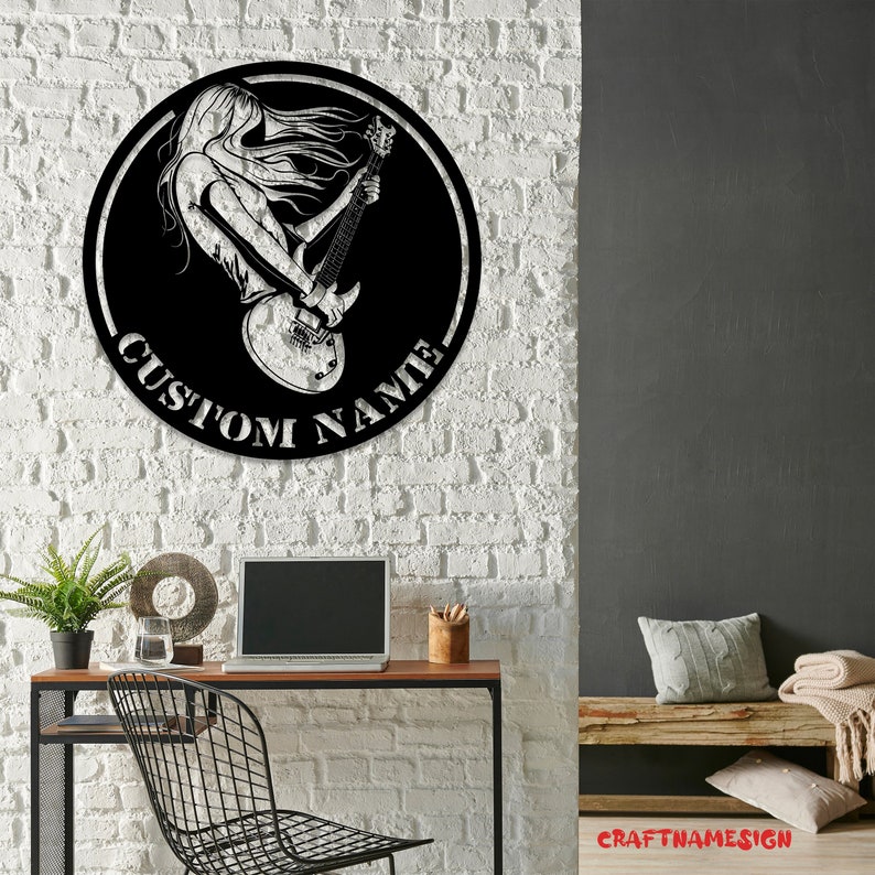Custom Girl Play Guitar Metal Wall Art Led Light Personalized - Etsy
