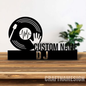 Custom Wooden DJ Monograph Desk Name Plate, Disc Jockey Metal Nameplate ...