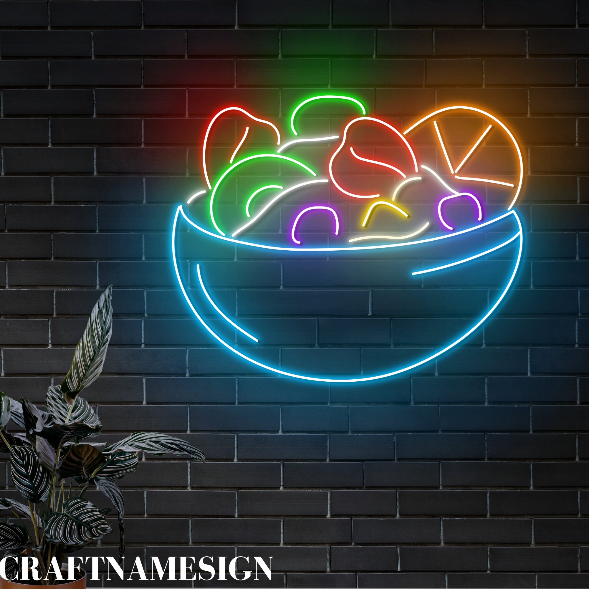 Fruit Salad Neon Sign, Vegetable Salad Led Sign, Salad Shop Neon Light ...