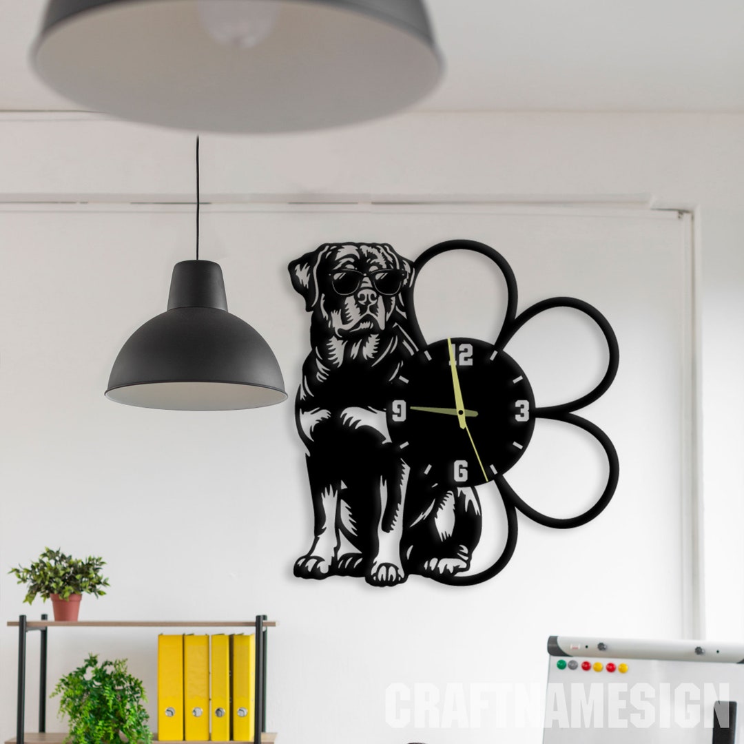 Perfect Wall Clock Decoration Rottweiler Dog, Wall Clock Unique for ...