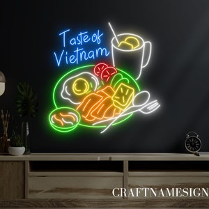 Taste of Vietnam Led Sign, Vietnamese Broken Rice With Grilled Pork ...