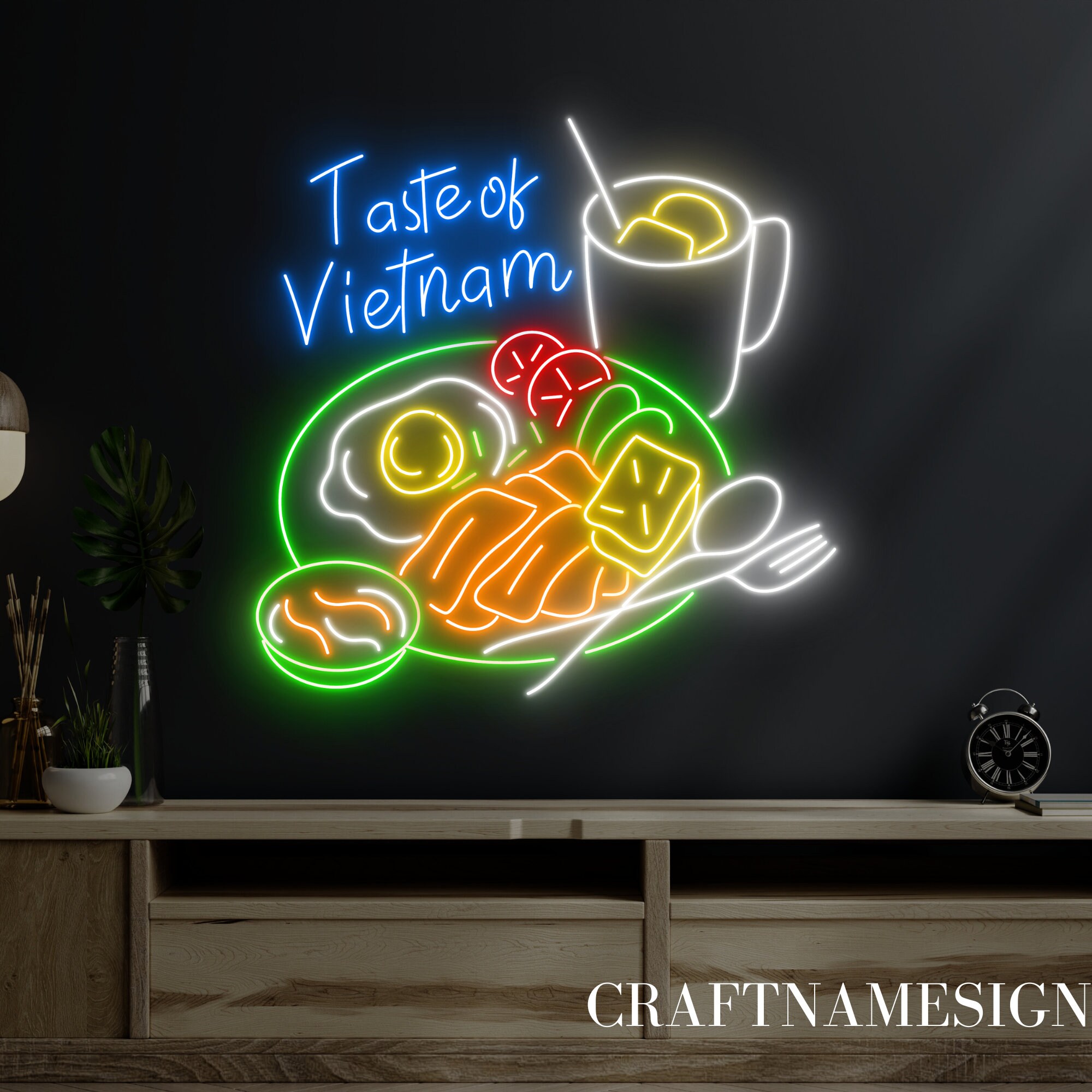Taste of Vietnam Led Sign, Vietnamese Broken Rice With Grilled Pork ...