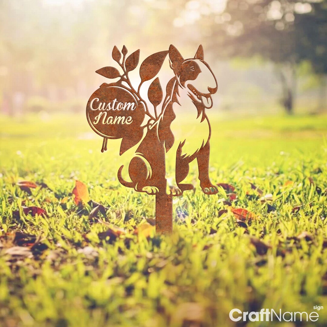 Custom Bull Terrier Dog Rusty Metal Memorial Plaque, Bull Terrier Grave ...
