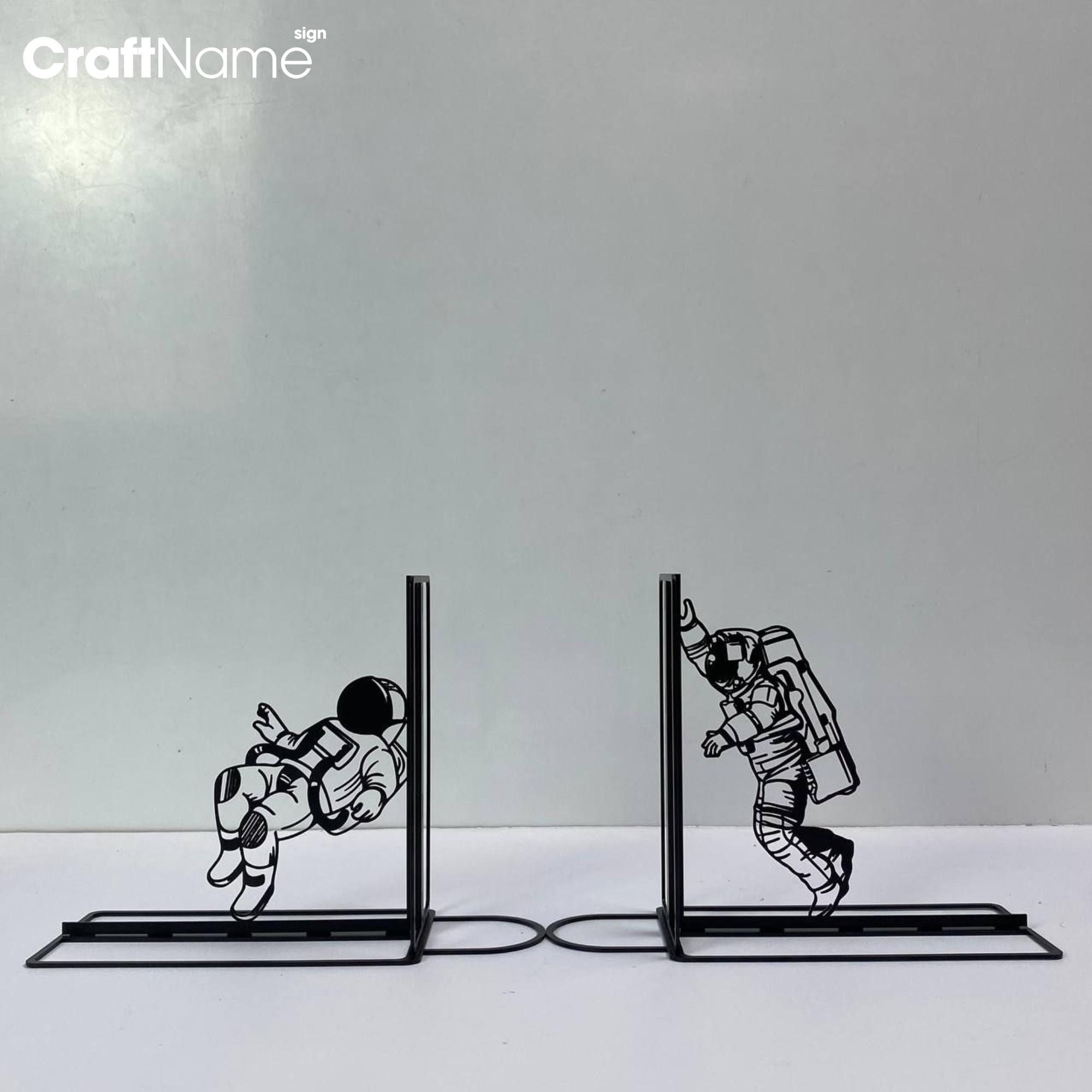 Personalized Astronaut in Space Bookends, Custom Spaceman Name Book End ...