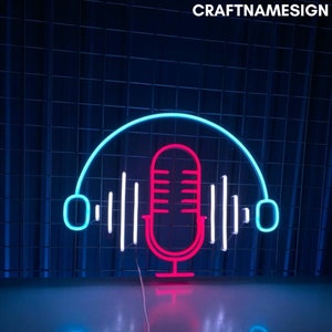 Microphone Neon Sign, Microphone Led Sign, Custom Neon Sign, Podcast ...