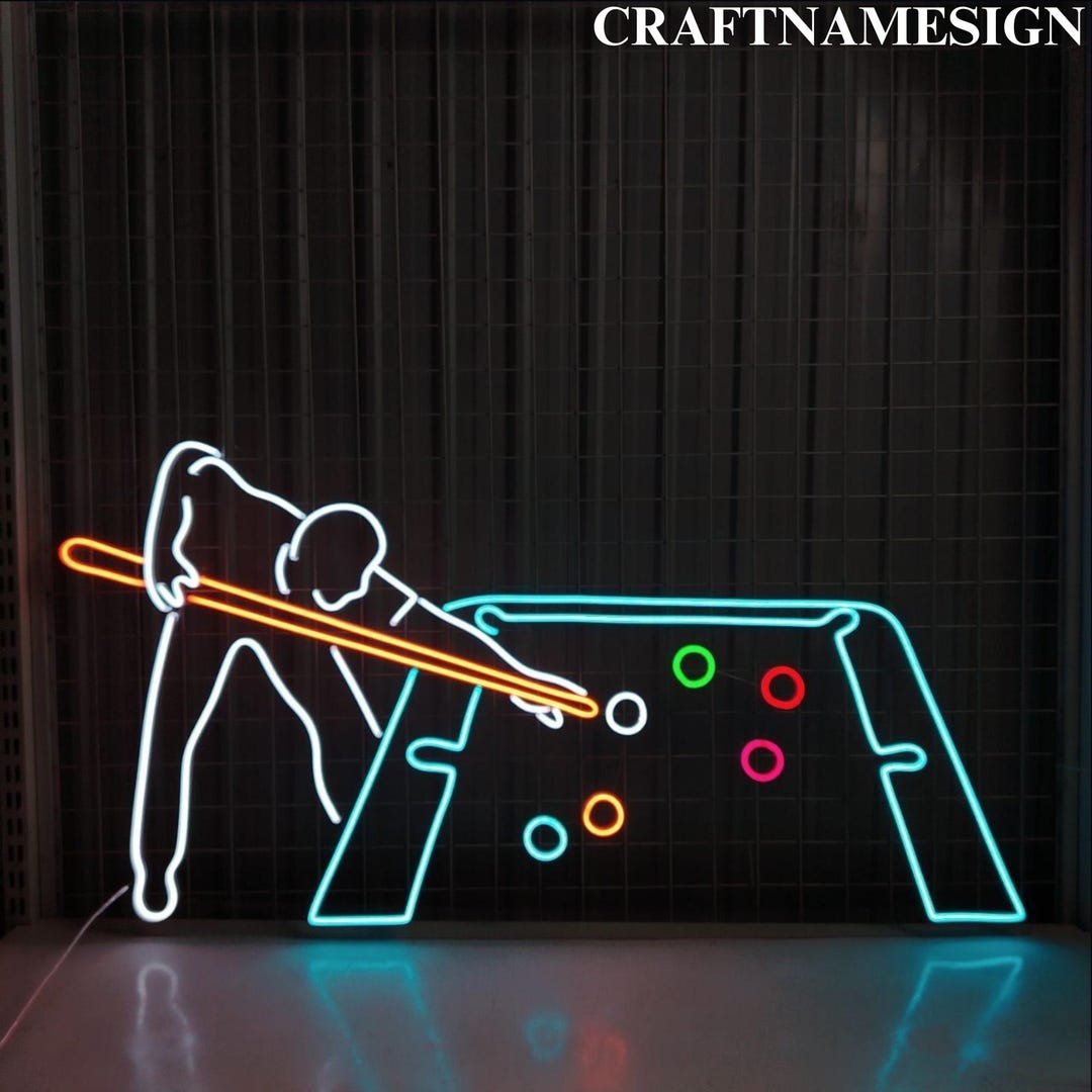 Man Play Billar Letrero de neón, Letrero LED de billar, Luces de neón ...