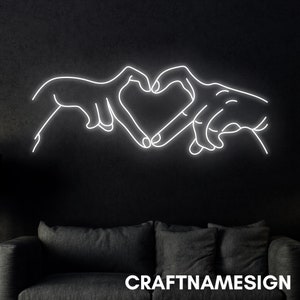 Hand Heart Neon Sign, Hand Heart Valentine Led Sign, Custom Neon Sign ...