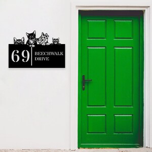 Custom Cute Peeking Cat Kitten Pet Metal Number Metal Address Sign, Cat ...