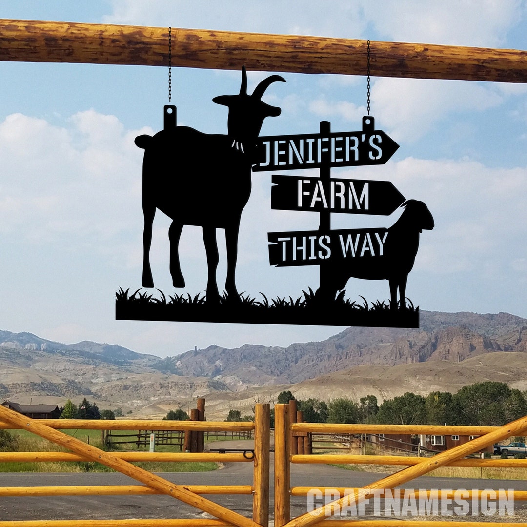 Personalized Outdoor Goat Farm Metal Sign, Metal Name Sign Outdoor ...