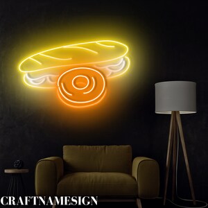 Sandwich and Bagel Neon Light, Poland Bagel Sandwich Led Light, Custom ...