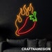 Fire Chilli Neon Sign, Fire Chilli Led Sign, Custom Neon Sign, Spicy ...