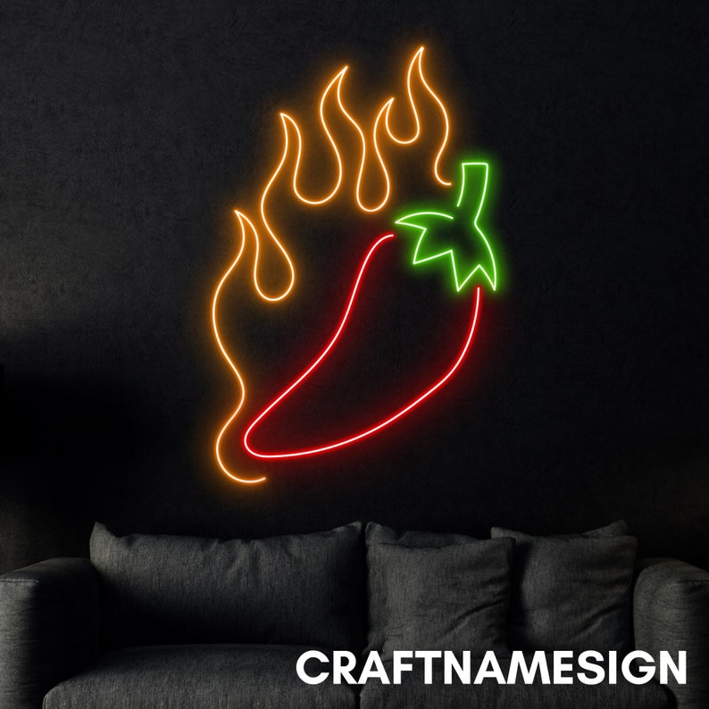 Fire Chilli Neon Sign, Fire Chilli Led Sign, Custom Neon Sign, Spicy ...