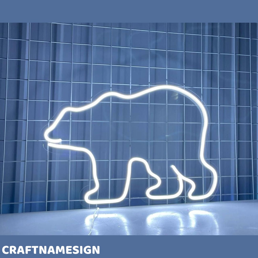 White Bear Neon Sign, Wild White Bear Led Sign, Custom Neon Sign, Bear ...