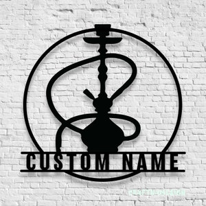 Custom Shisha Hookah Metal Wall Art LED Light |personalized Shisha Shop ...
