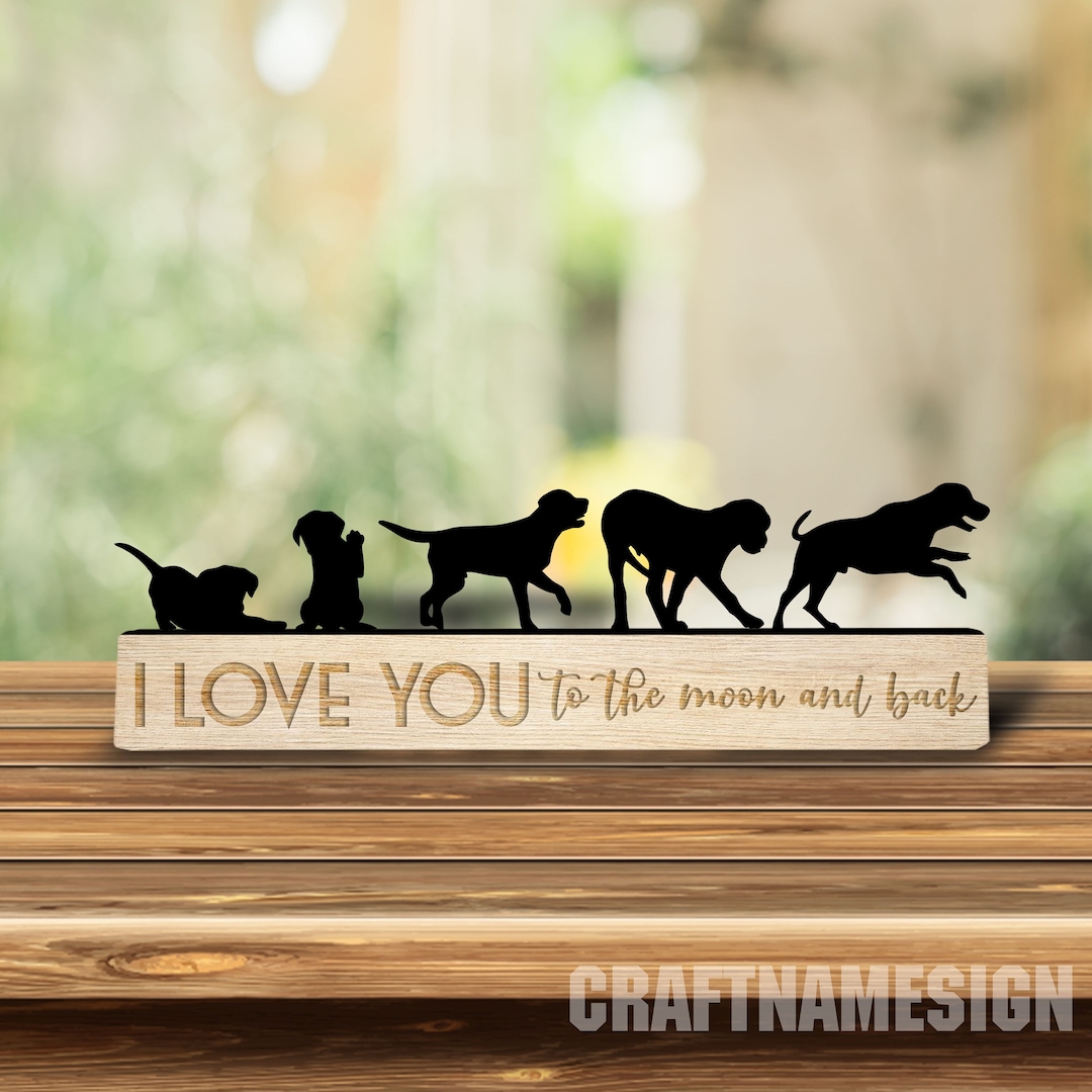 Custom Wooden Labrador Mom Desk Name Plate, I Love You to the Moon and ...
