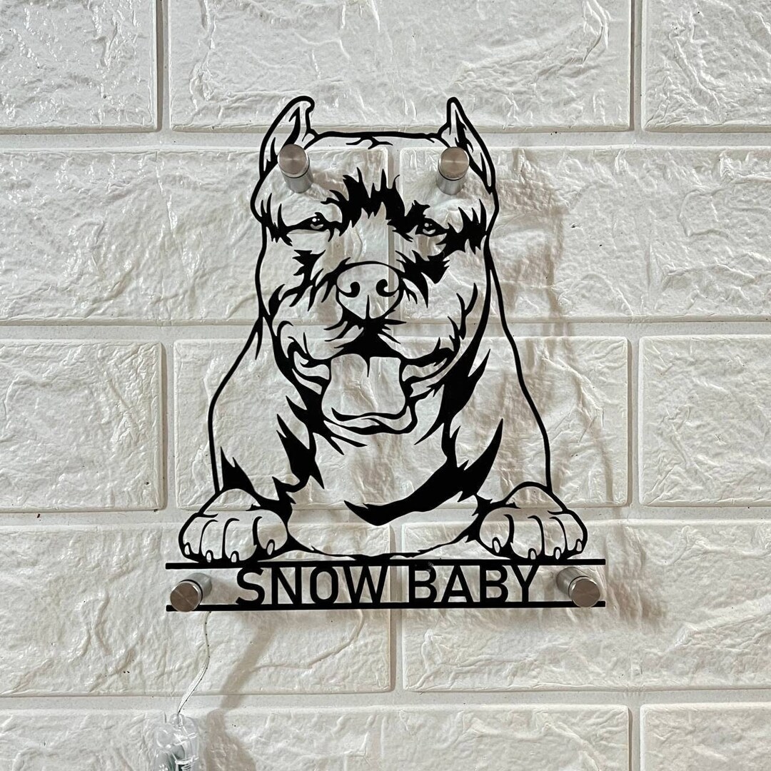 Custom Pitbull Metal Wall Art LED Light | Personalized Dog Lover Name ...