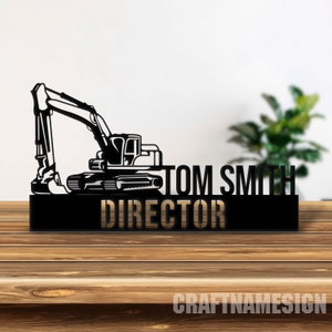 Custom Wooden Excavator Driver Desk Name Plate, Excavator Metal ...