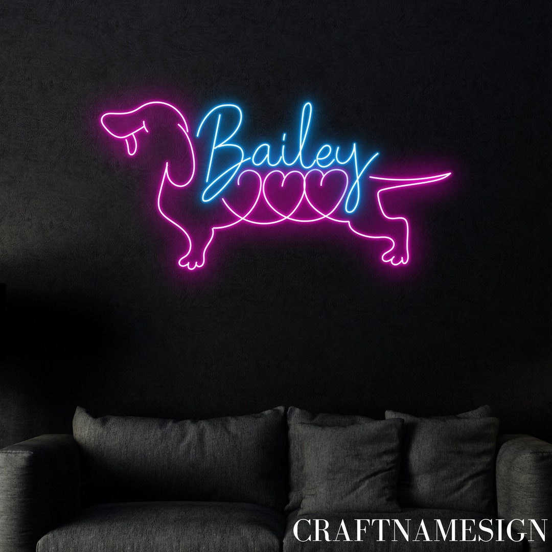 Custom Dachshund Dog Neon Sign, Dachshund Dog Led Sign, Custom Neon ...
