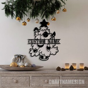 Custom Christmas Tree Metal Wall Art Led Light, Christmas Metal Sign ...