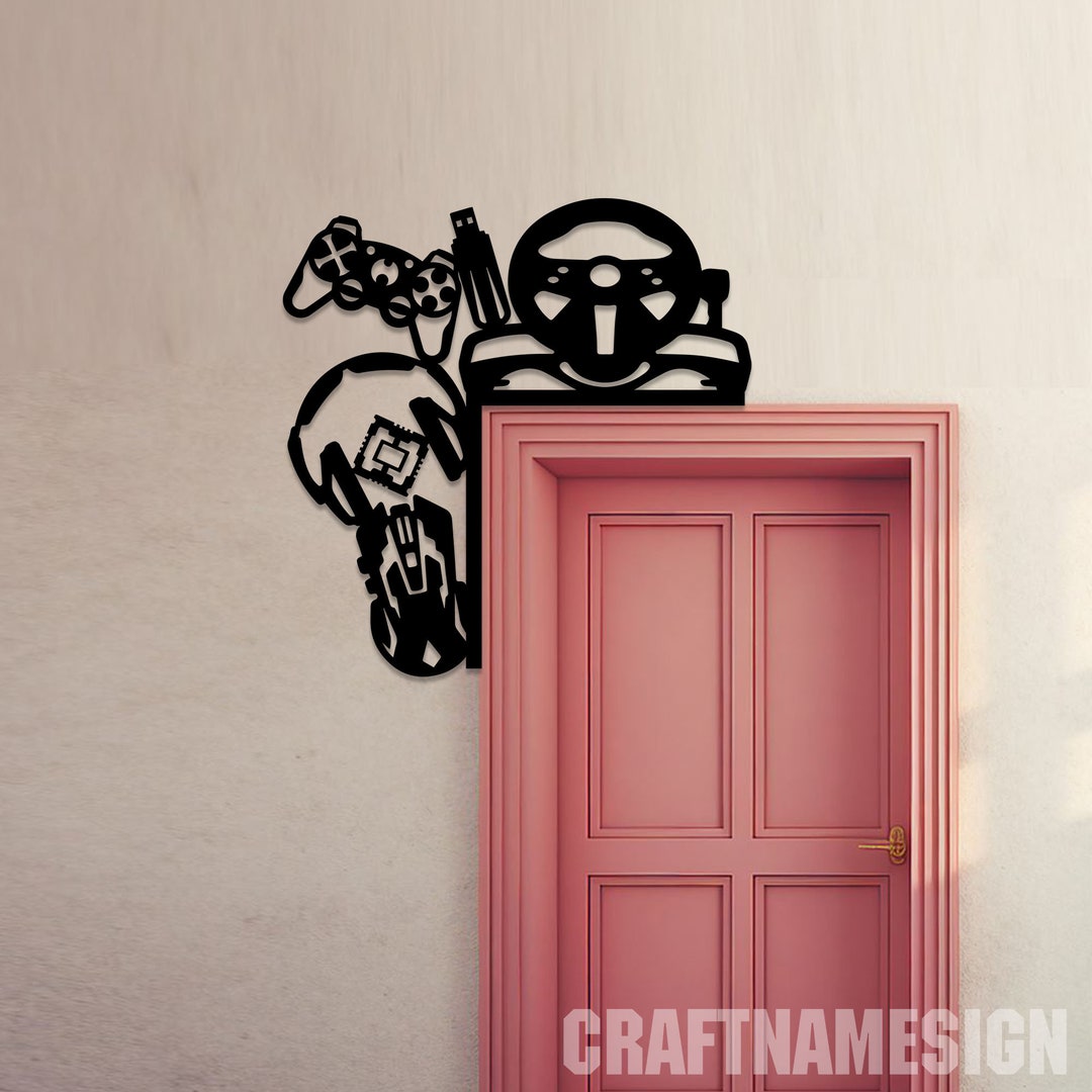 Game Lovers Door Corner Metal Wall Art, Gaming Man Cave Door Topper ...
