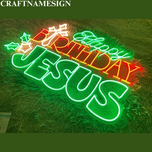 Happy Birthday Jesus Neon Sign, Jesus Birthday Christmas Led Sign ...