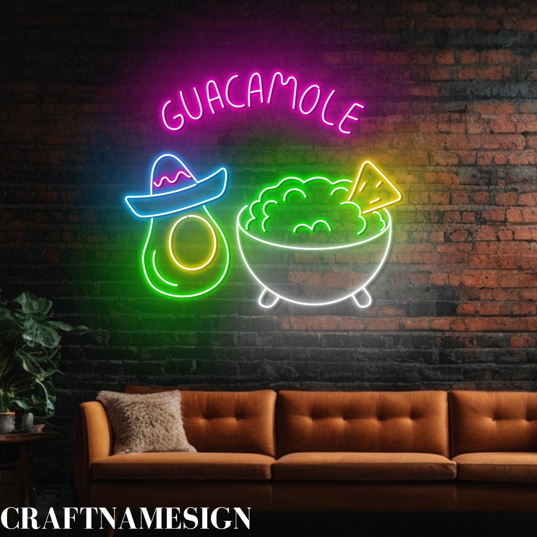 Guacamole Neon Sign, Avocado Guacamole Led Sign, Custom Neon Sign, Open ...