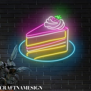 Strawberry Triangle Cake Neon Sign, Strawberry Cake Led Sign, Custom ...