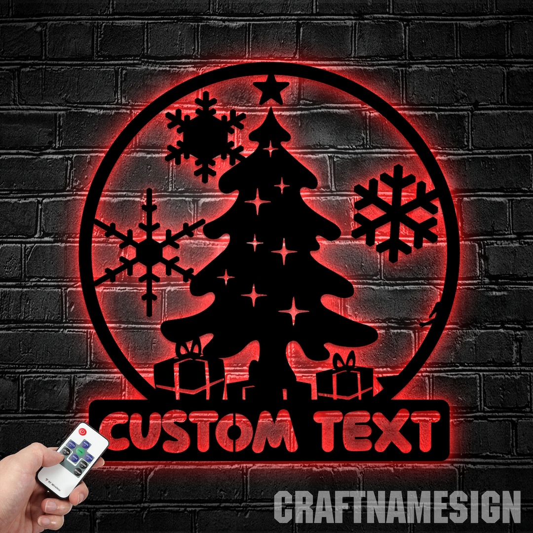 Christmas Tree Metal Wall Art Led Light, Christmas Metal Wall Art ...