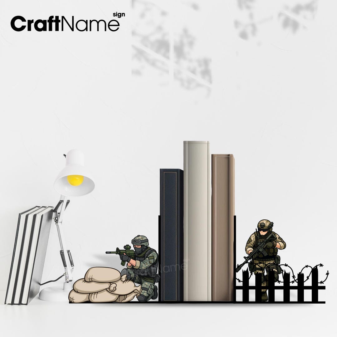 Soldier Metal Bookends, Military Style Book Holder Stand for Office ...