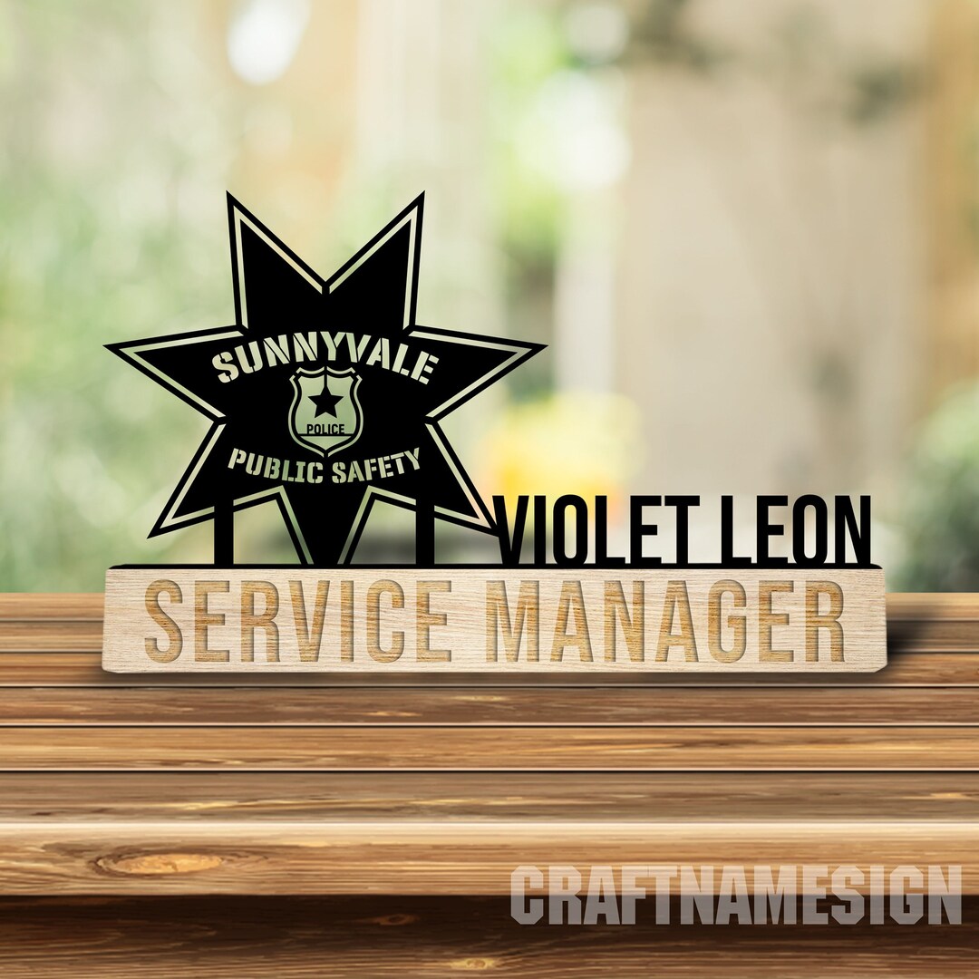 Custom Wooden Police Desk Name Plate, Law Enforcement Metal Nameplate ...