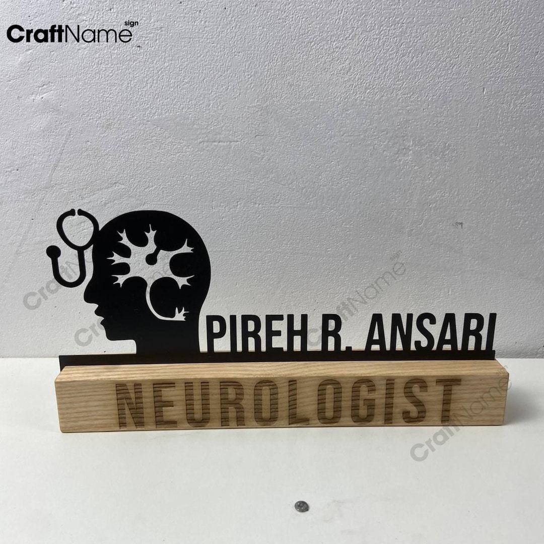 Custom Neurologist Metal Desk Name Plate, Neurology Science Wooden ...