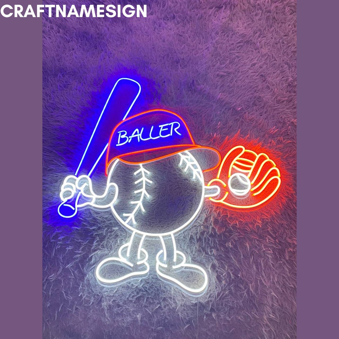 Custom Baseball Neon Sign, Baseball Led Sign, Custom Neon Sign, Sport ...