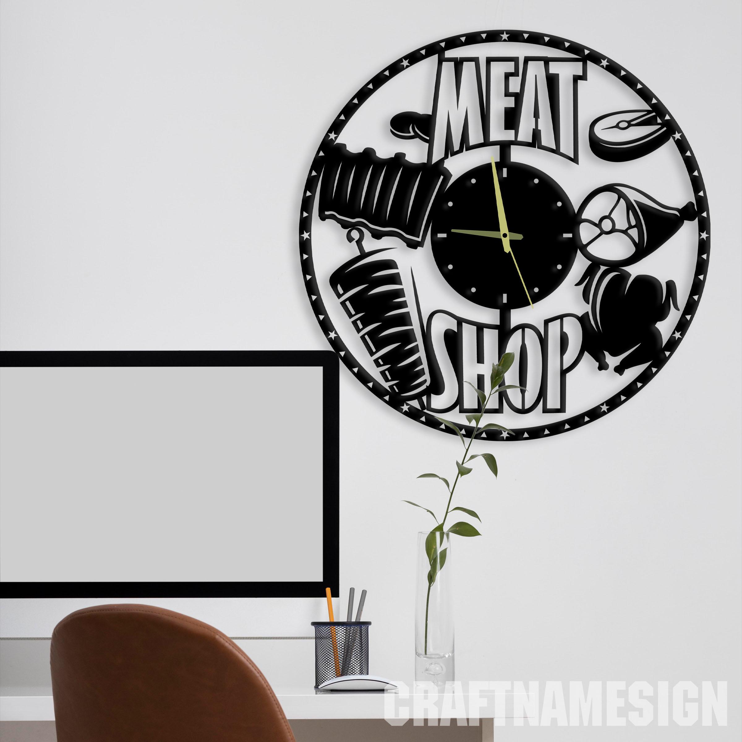 Meat Shop Large Metal Wall Clock, Wall Clock Unique for Home Decor and ...