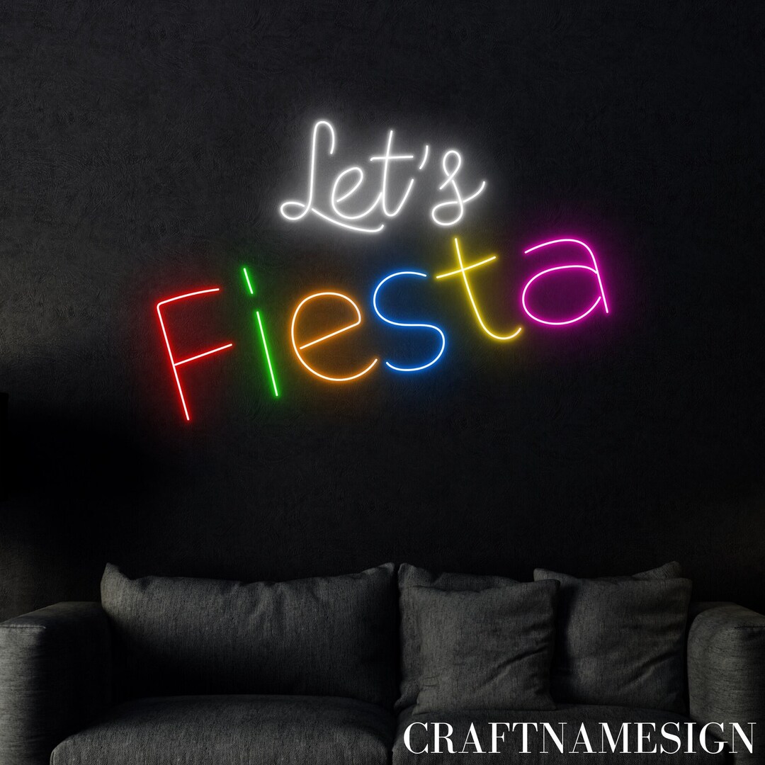 Let's Fiesta Led Sign, Fiesta Neon Sign, Custom Neon Sign, Mexico ...