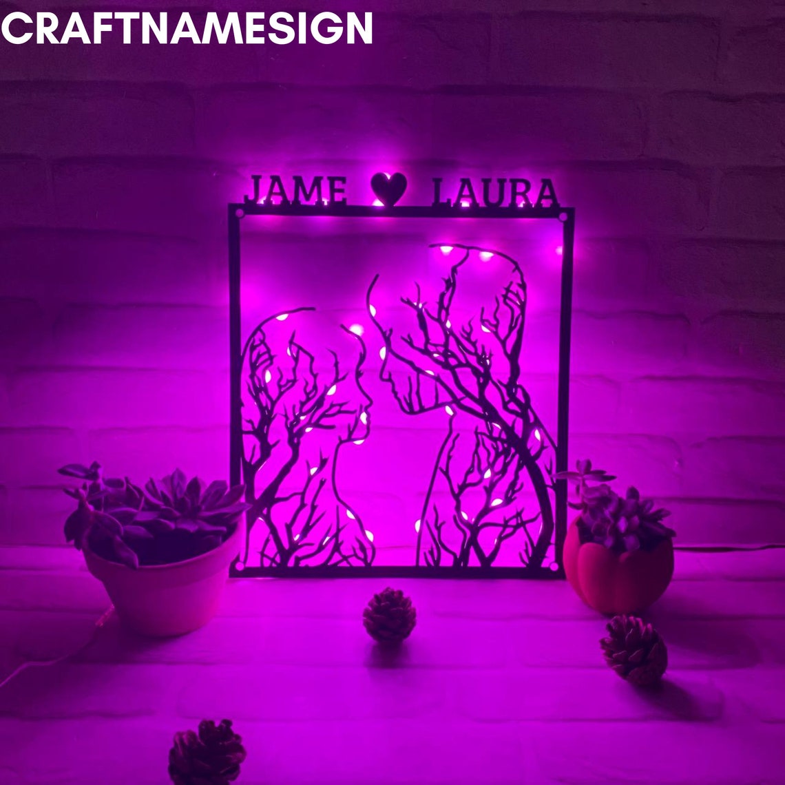 Personalized Couple Metal Led Wall Decor Light, Couples Metal Sign ...