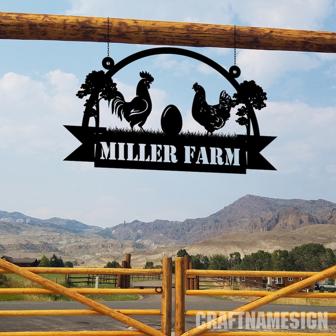 Personalized Outdoor Chicken Farm Metal Sign, Metal Name Sign Outdoor ...