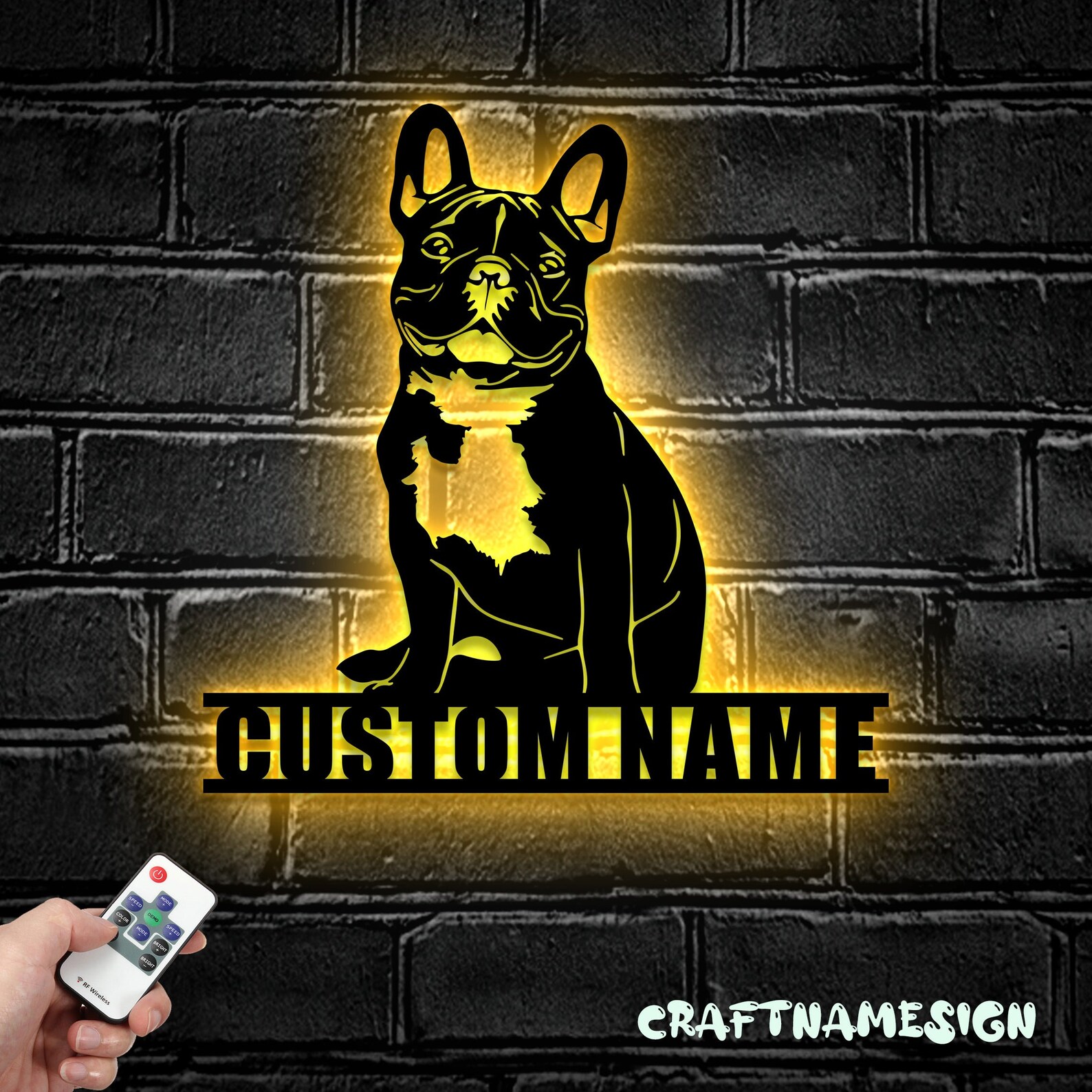 Custom French Bulldog Metal Wall Art LED Light - Personalized Frenchie ...