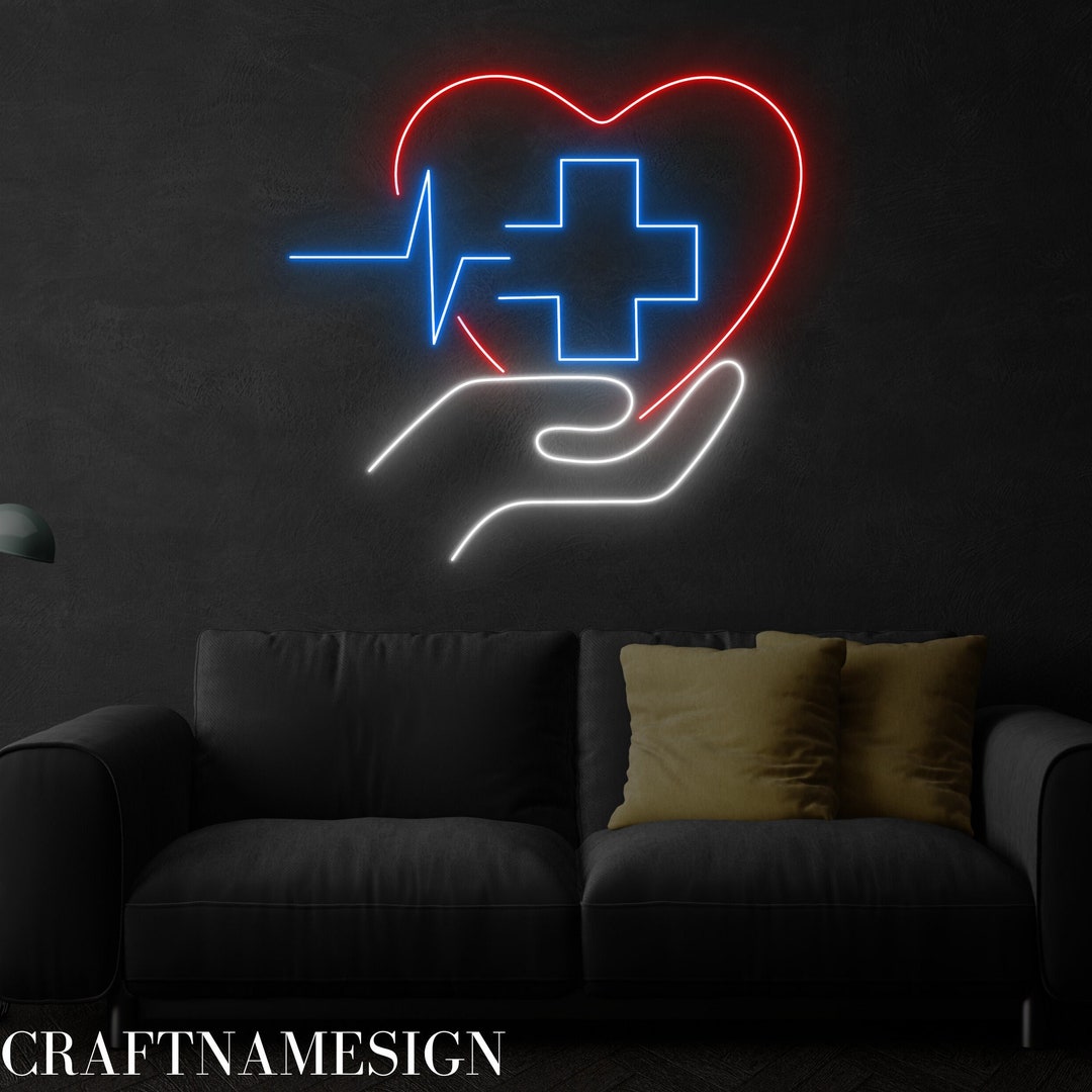 Heart Medical Neon Sign, Pharmacy Symbol Led Sign, Custom Neon Sign ...