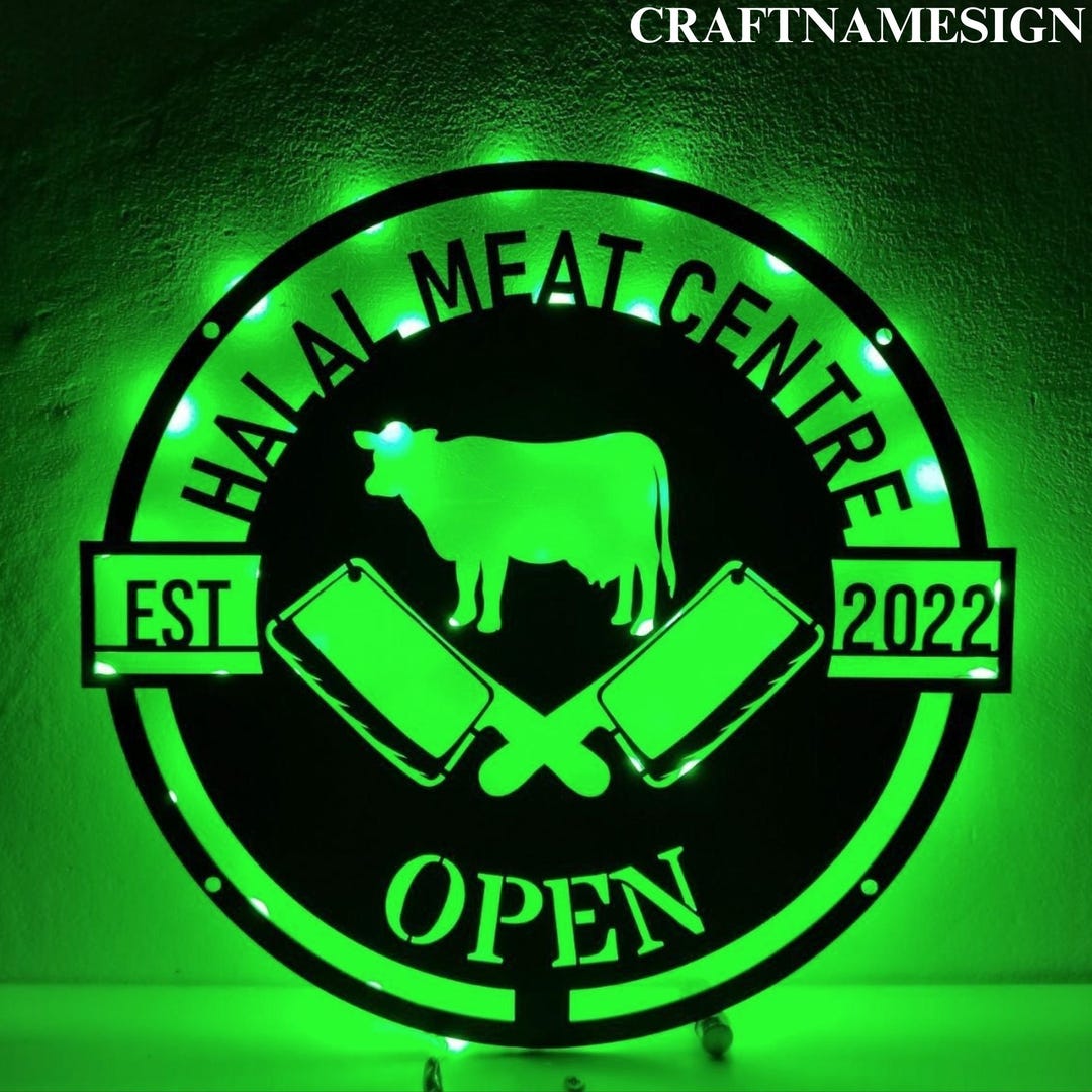 Custom Butcher Shop Metal Sign, Butcher Shop Led Sign, Beef Store Wall ...