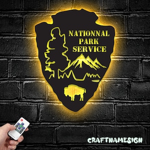 National Park Metal Wall Art LED Light - National Forest Sign Home ...