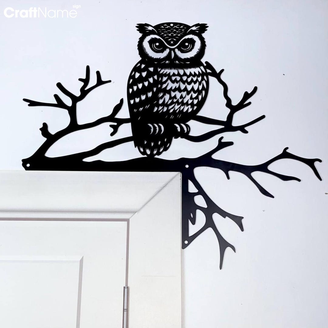 Owl Metal Door Corner, Owl Bird Door Topper, Owl Door Hanging, Modern ...