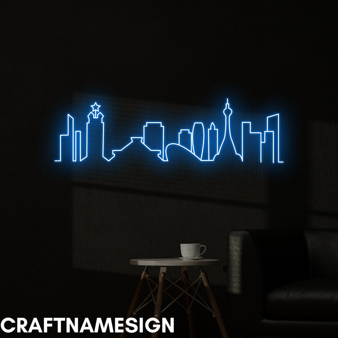 Cityscape Neon Sign, Cityscape Skyline Led Sign, Custom Neon Sign, Home ...