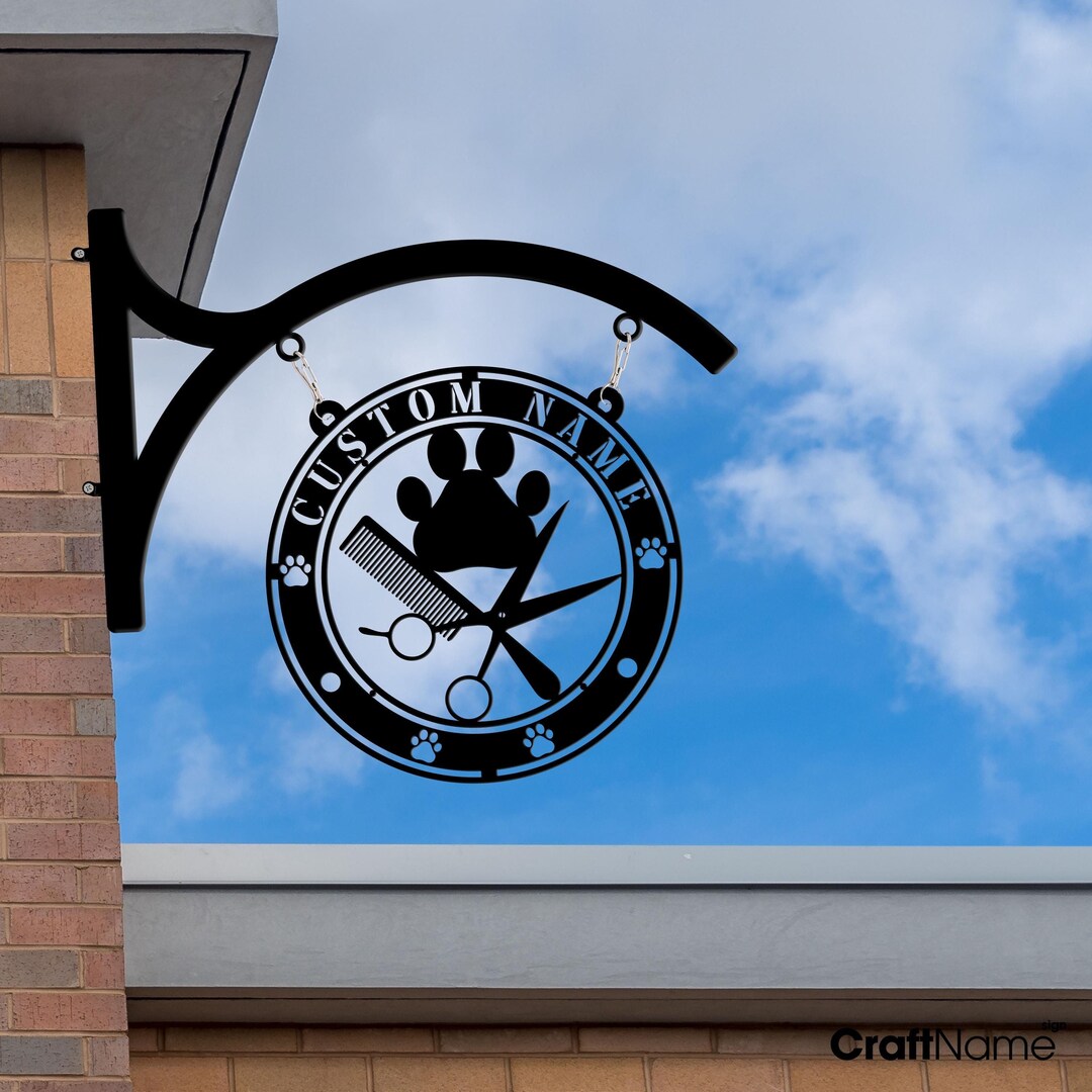 Custom Dog Grooming Metal Steel Hanging Sign, Large Metal Laser Cut ...
