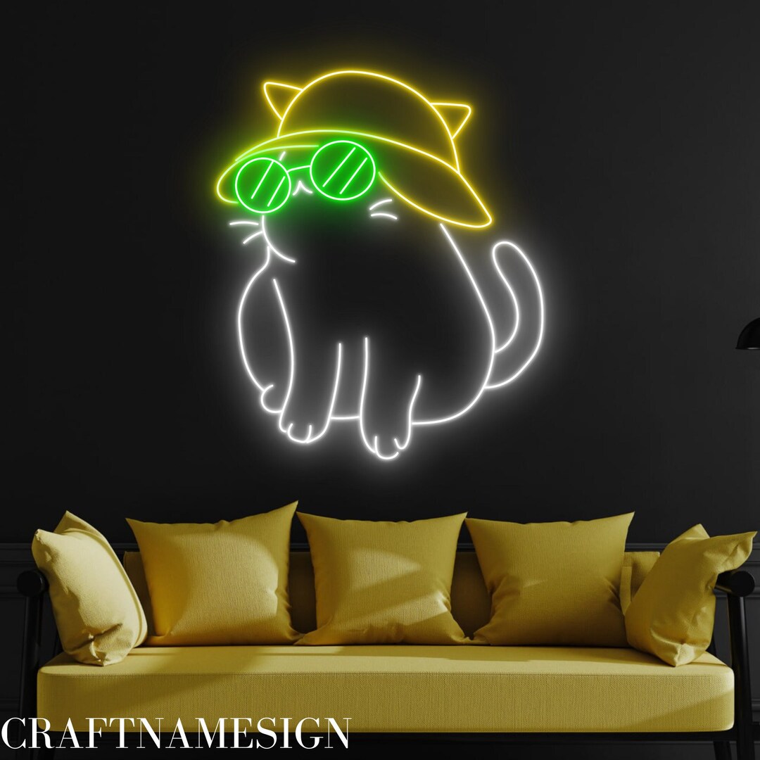 Cool Fat Cat Neon Sign, Cool Cat Led Sign, Custom Neon Sign, Cat Shop ...